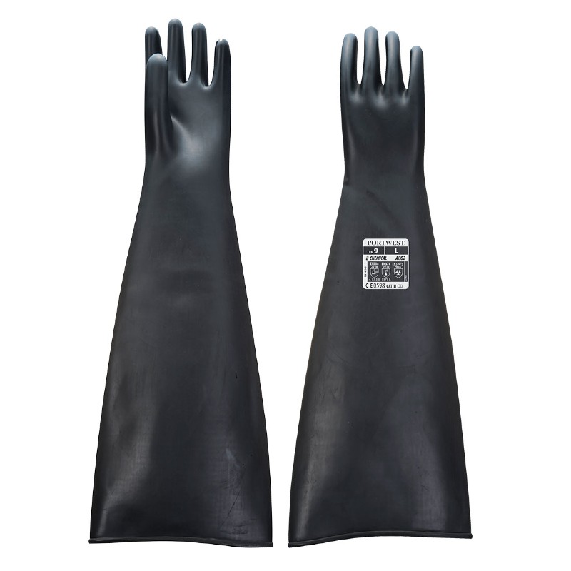 Portwest Black Chemical Latex Gauntlets A803