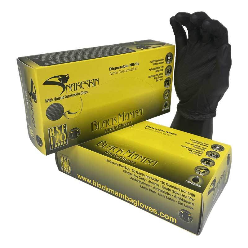 Black Mamba BX-BSF Snakeskin Nitrile Disposable Work Gloves