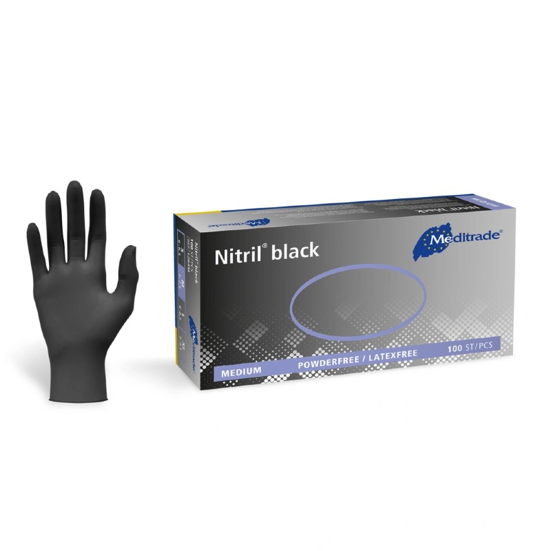 Meditrade Black Nitrile Disposable Gloves