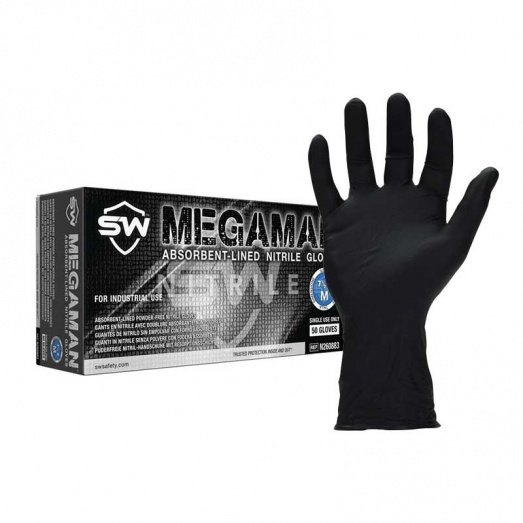 Megaman N66088 Absorbent-Lined Disposable Nitrile Gloves (Box of 50)