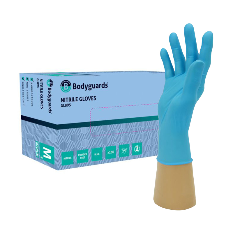 Polyco Bodyguards 4 GL895 Blue Nitrile Powder-Free Disposable Gloves